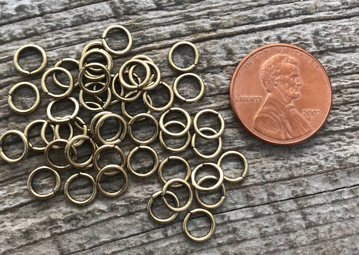 6mm Jump Rings, Gold Jump Rings, Antiqued Jump Rings, 50 jump rings, G ...