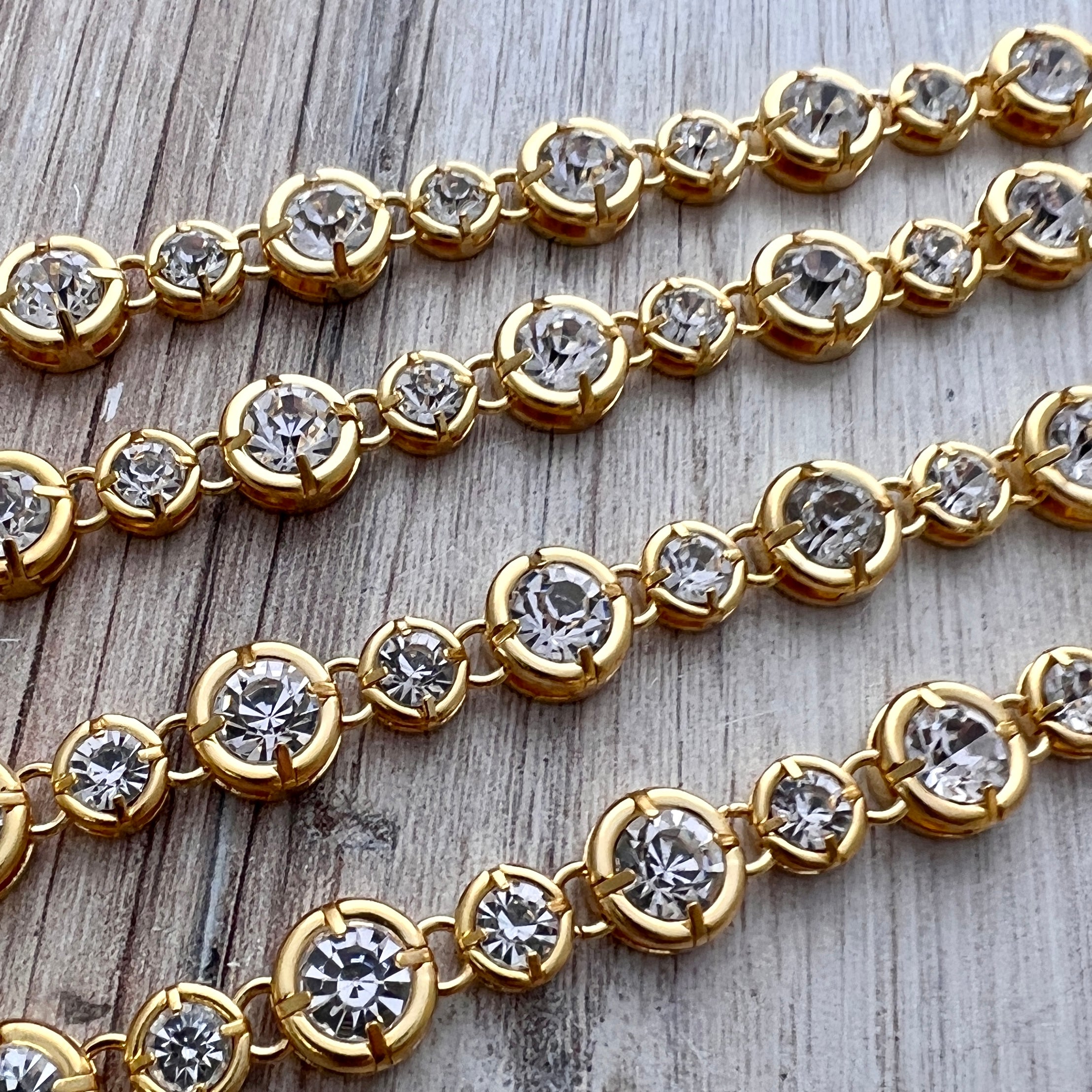 Large, Chunky Gold Crystal Rhinestone Chain Chain by the Foot, Jewelry – Carson's Cove